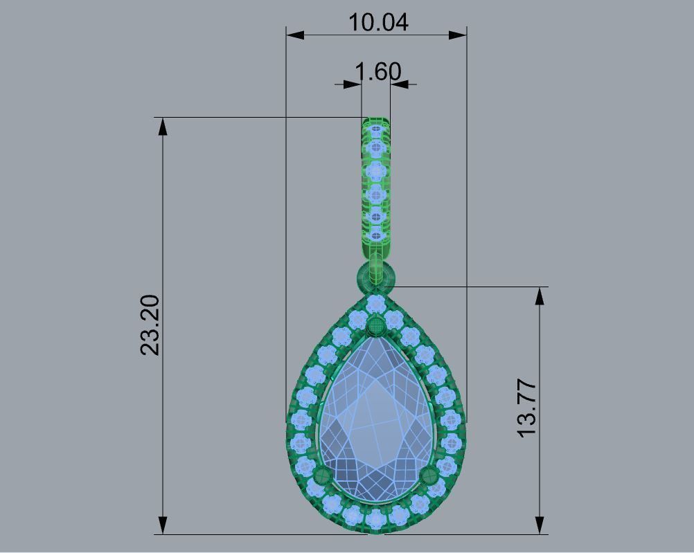 pear shaped diamond pendant 3D model 3D printable | CGTrader