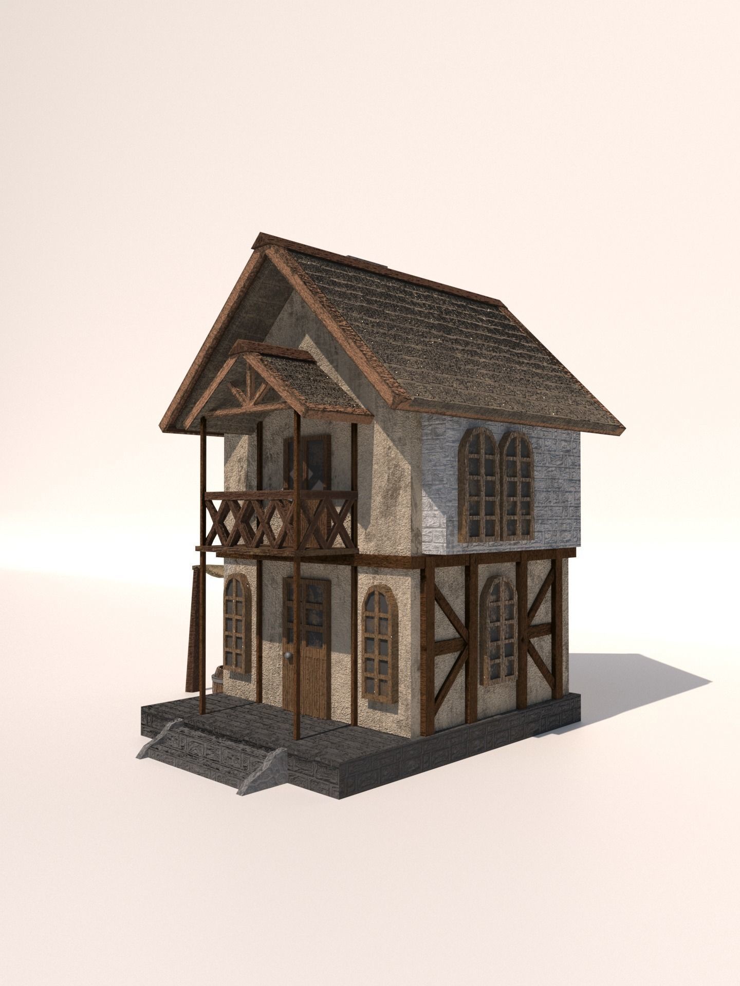 3D model Medieval low-poly house VR / AR / low-poly | CGTrader