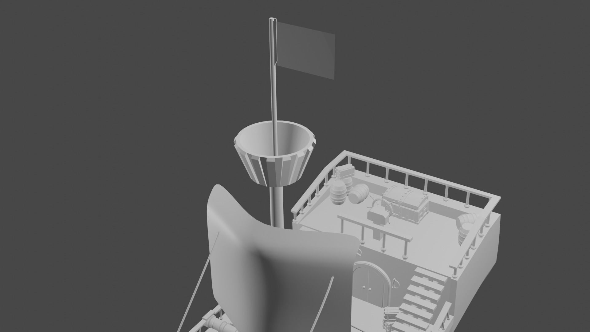 Pirate ship boat no texture blender 3D model | CGTrader