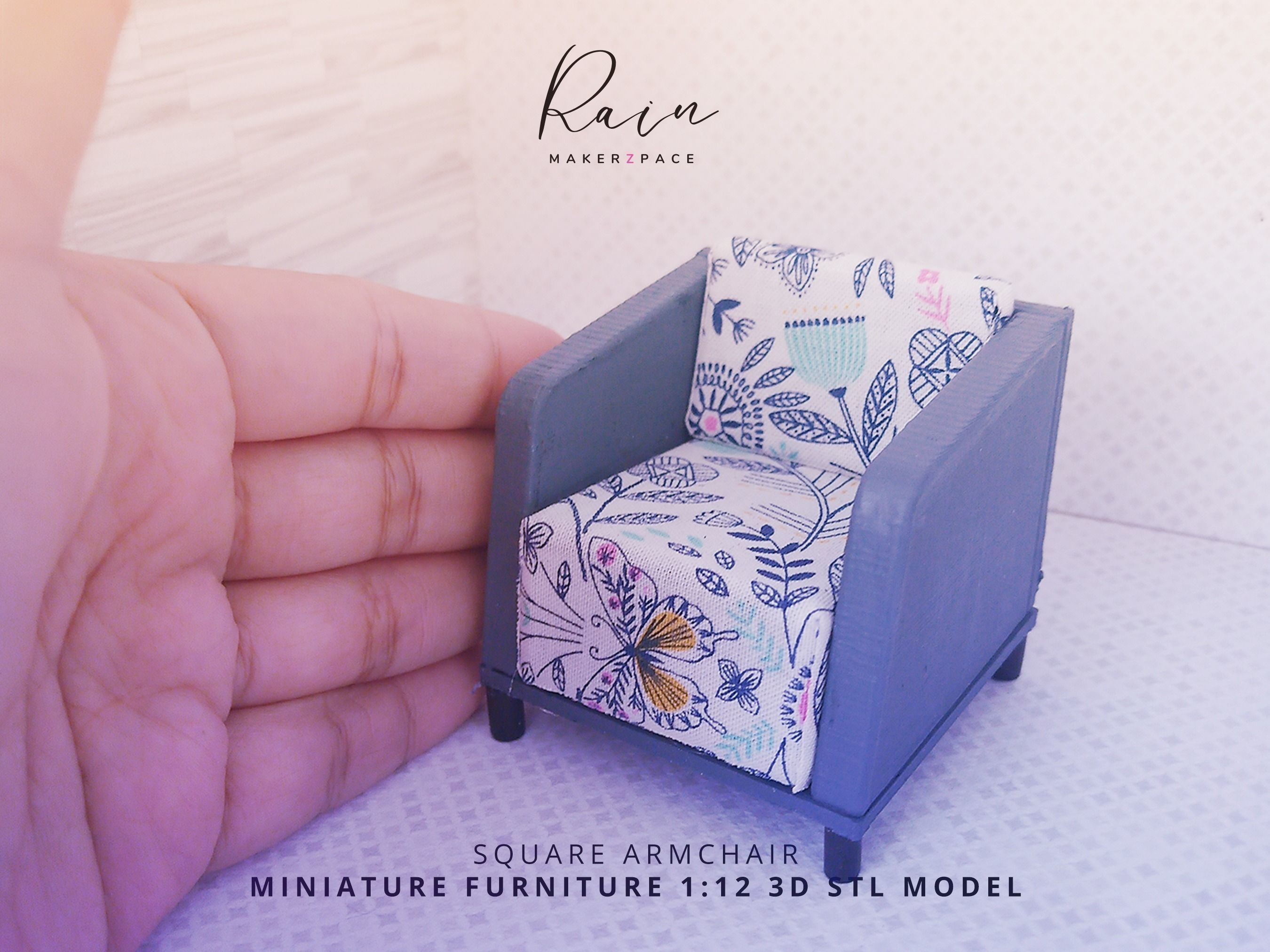 SQUARE ARM CHAIR MINIATURE FURNITURE DOLLHOUSE ARMCHAIR 3D model 3D ...