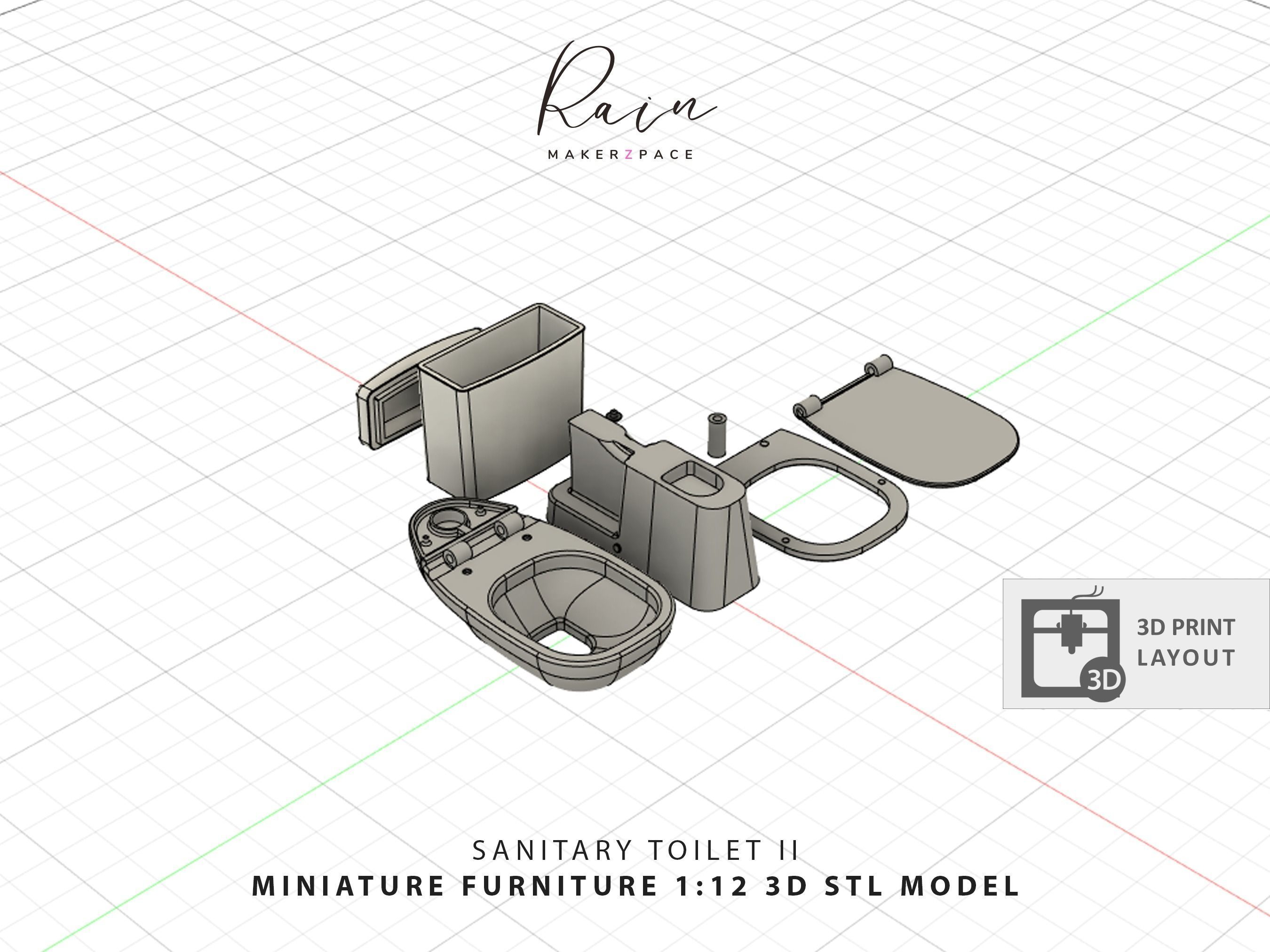 MINIATURE SANITARY TOILET II FOR 1 12 DOLLHOUSE 3D model 3D printable ...