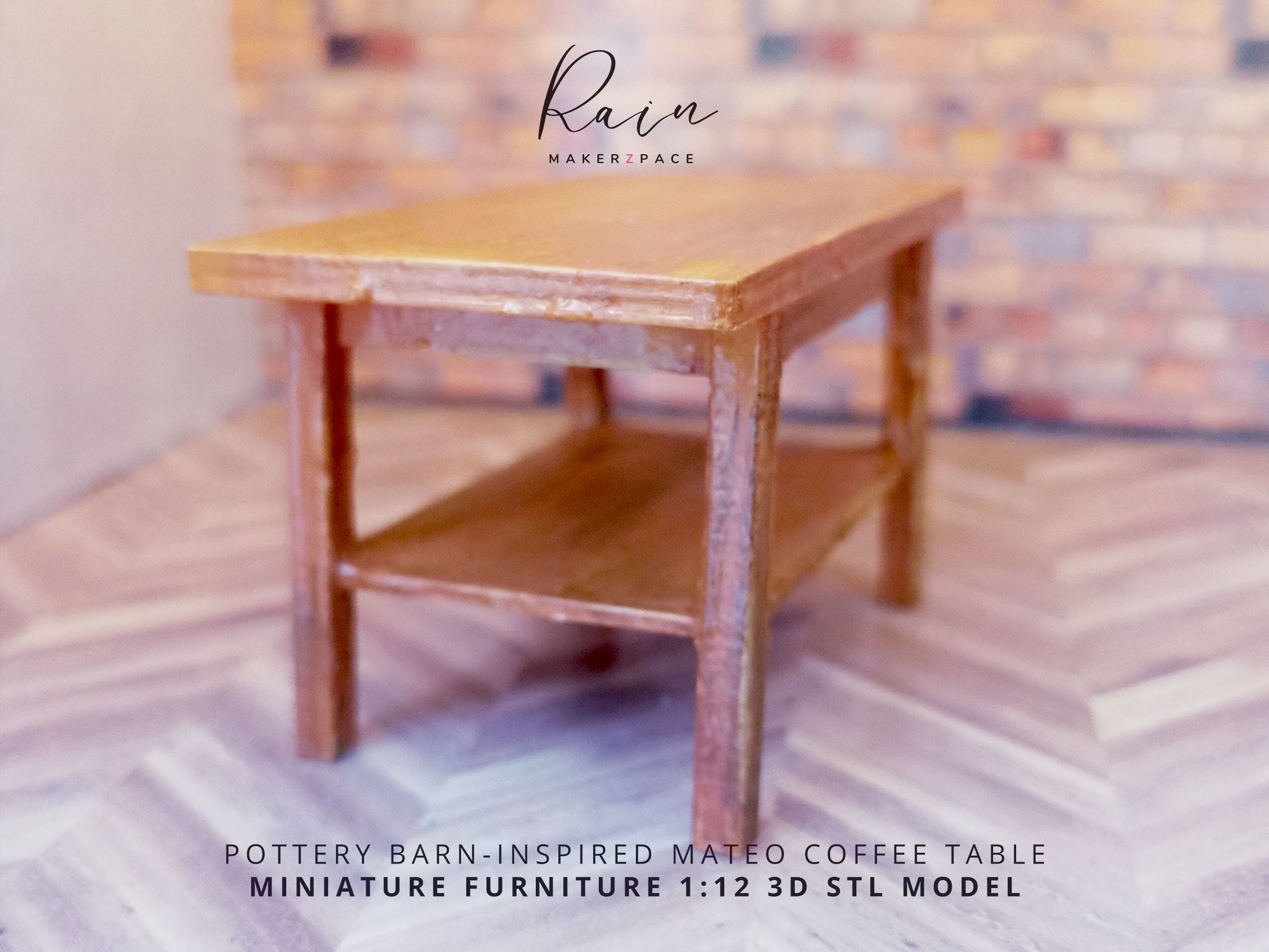 POTTERY BARN INSPIRED MATEO RECTANGULAR COFFEE TABLE 3D model 3D printable | CGTrader