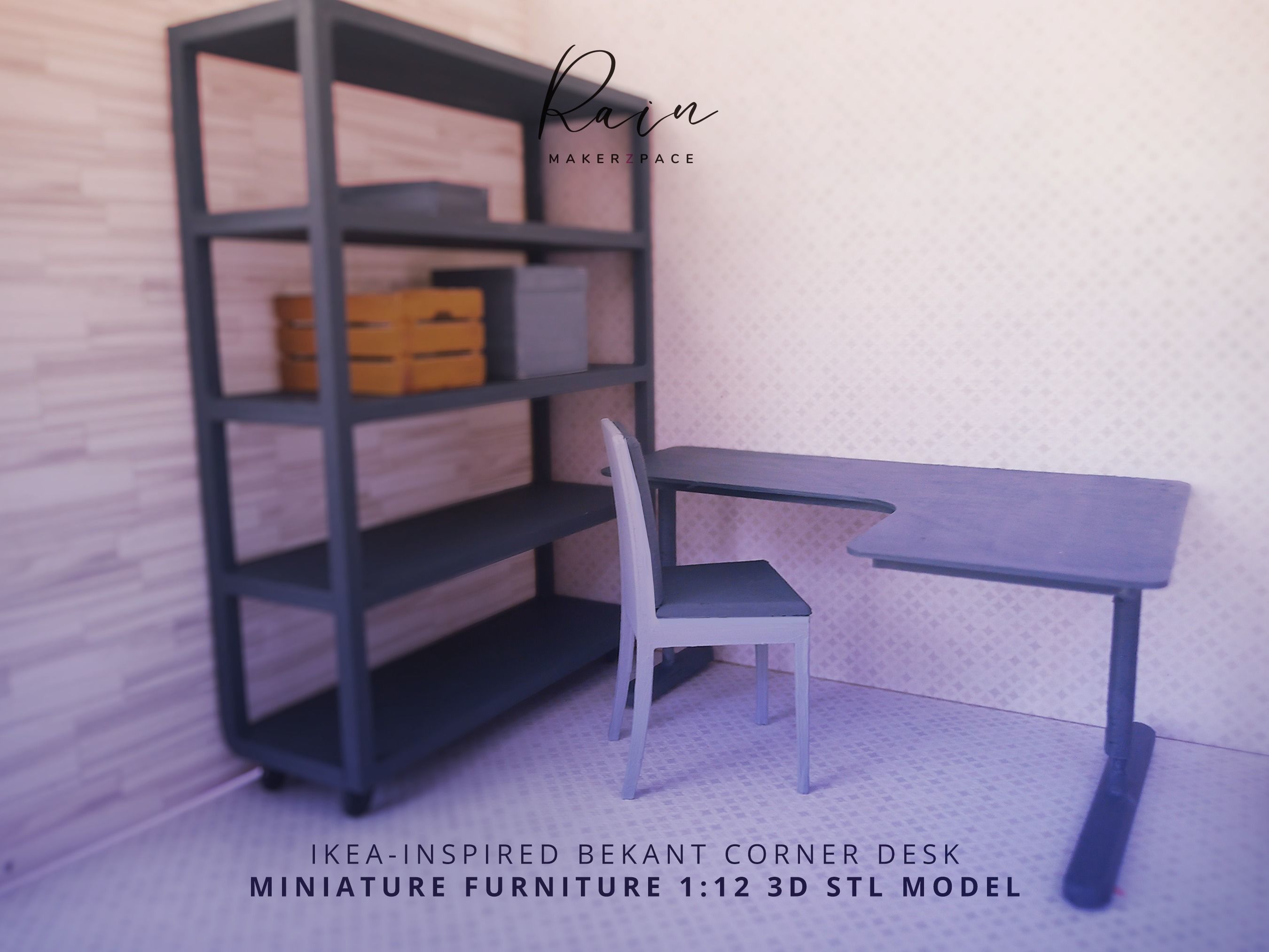 MINIATURE IKEA INSPIRED BEKANT CORNER DESK 3D model 3D printable | CGTrader