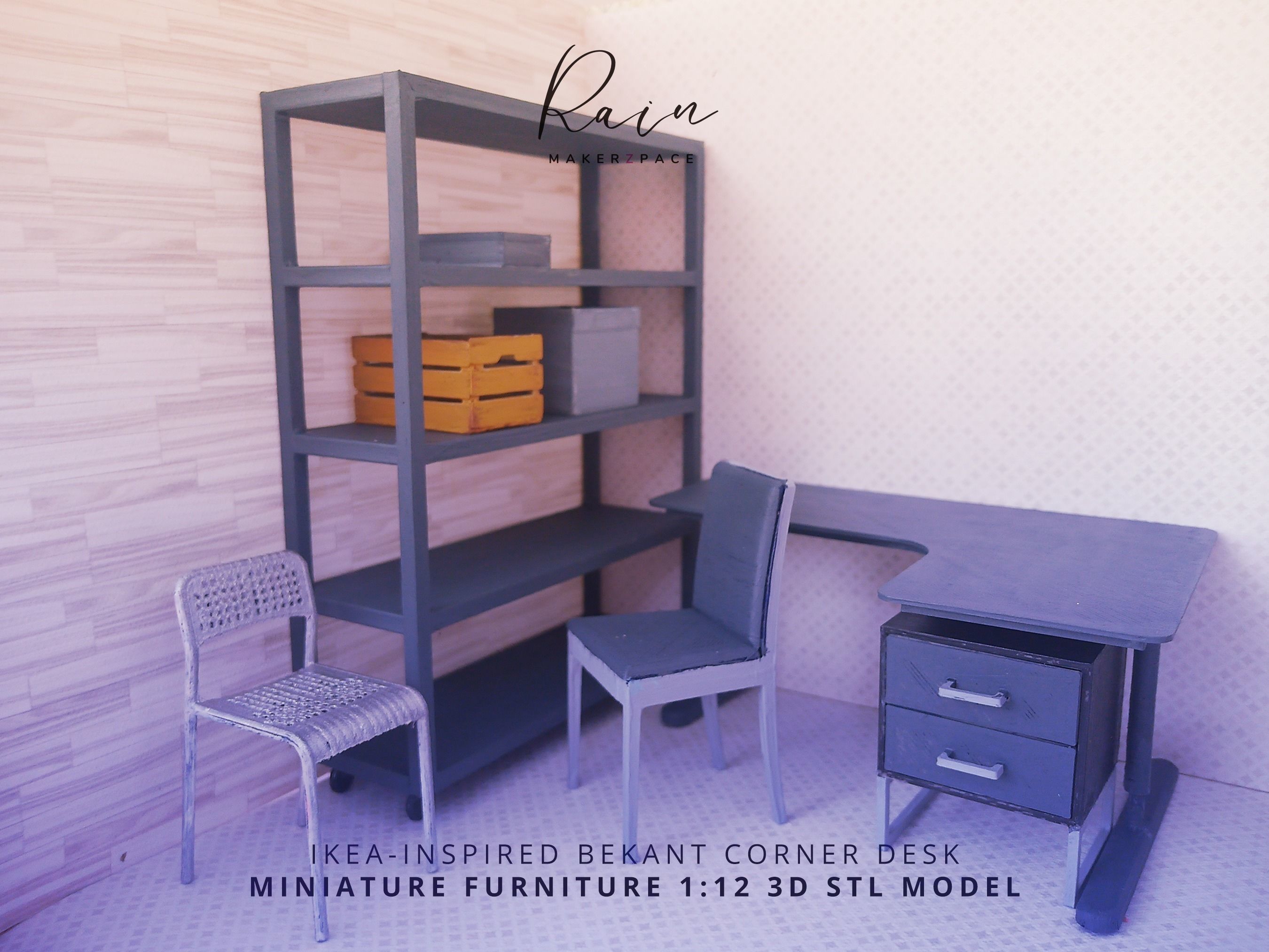 MINIATURE IKEA INSPIRED BEKANT CORNER DESK 3D model 3D printable | CGTrader