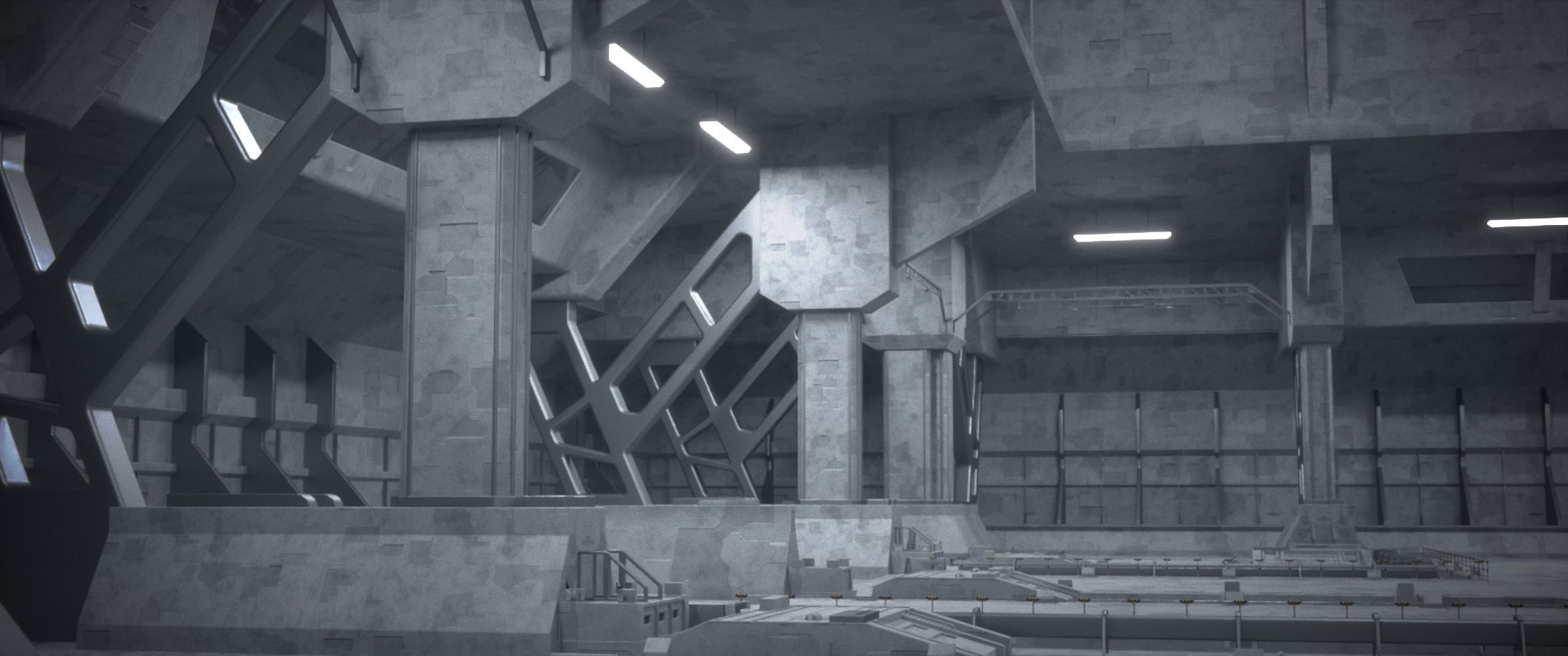 3D model 3D Sci Fi Hangar Interior VR / AR / low-poly | CGTrader