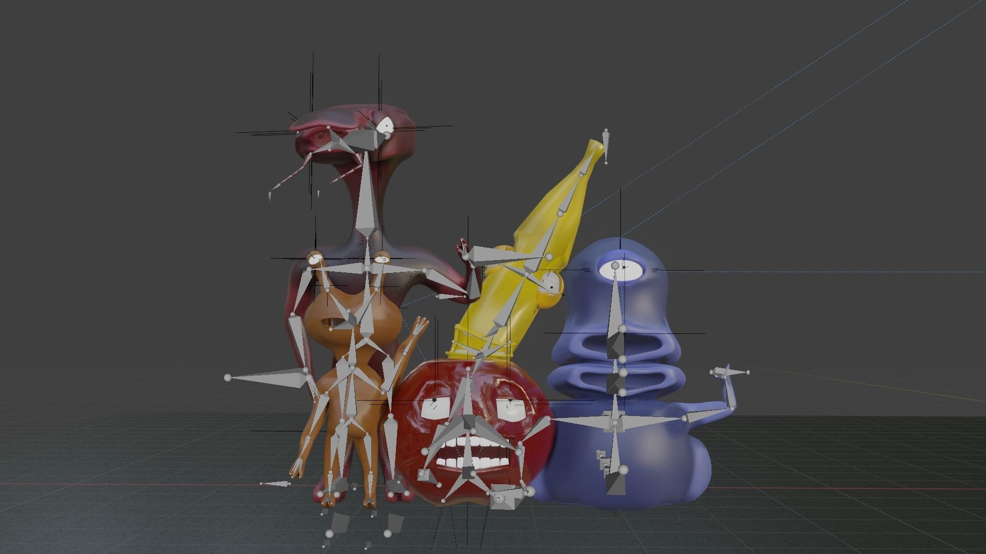 3D model Turbo Aliens fantasy creatures set of 5 rigged characters pack ...