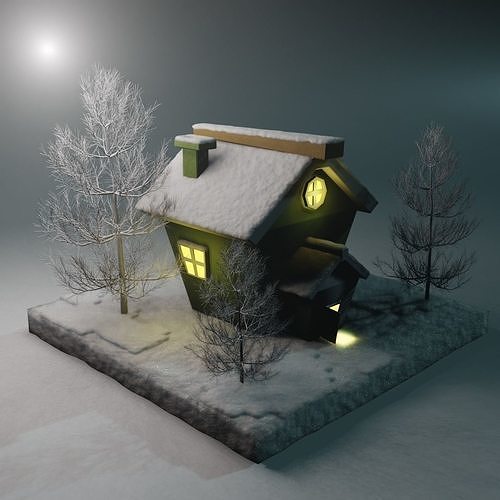 3D model Winter House low poly model VR / AR / low-poly | CGTrader