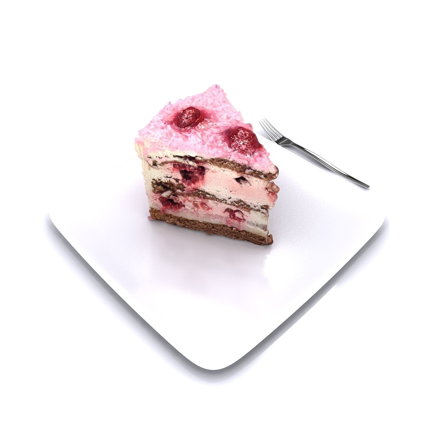 Raspberry Cake Slice 3D model | CGTrader