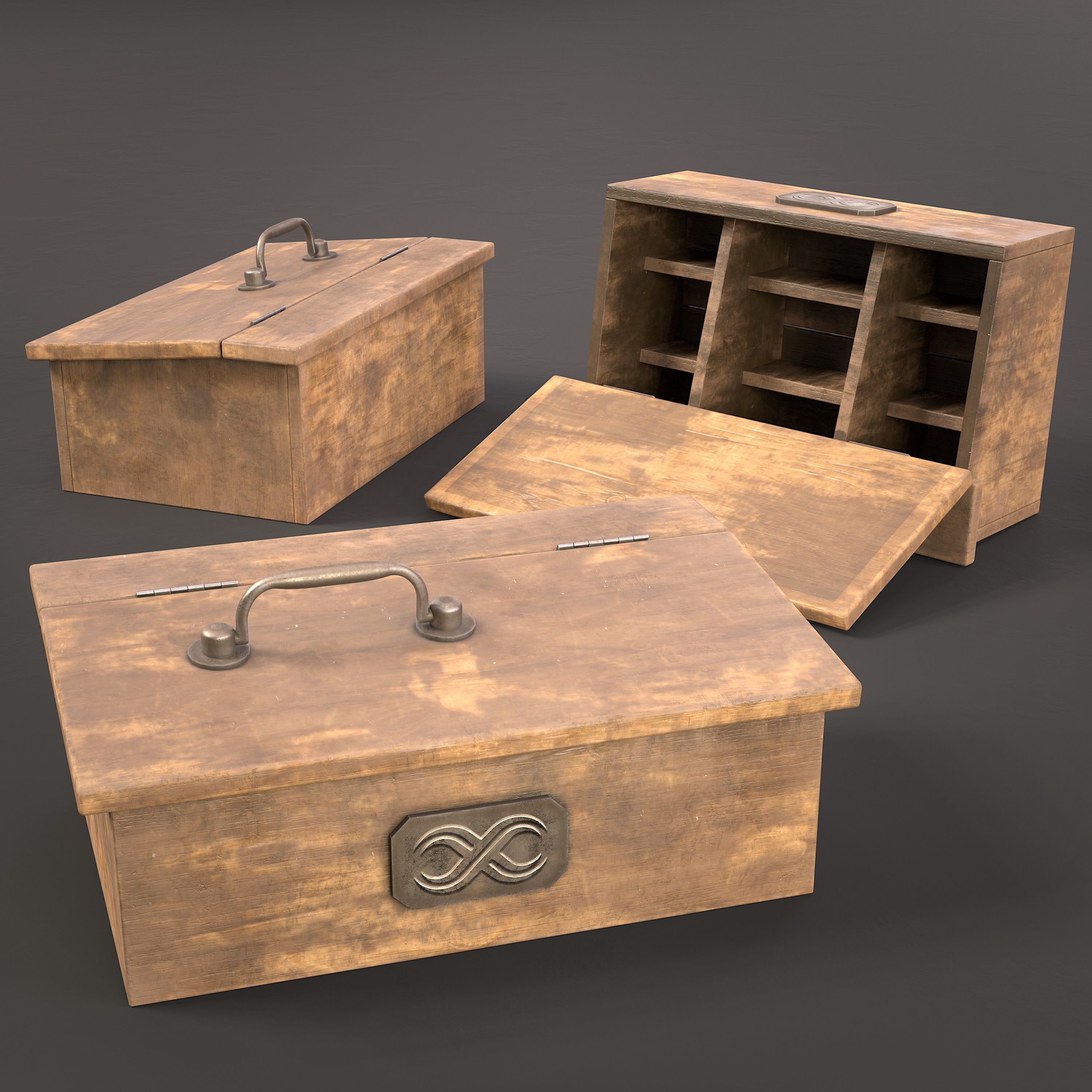 3D model Vintage wooden secretary box VR / AR / low-poly | CGTrader