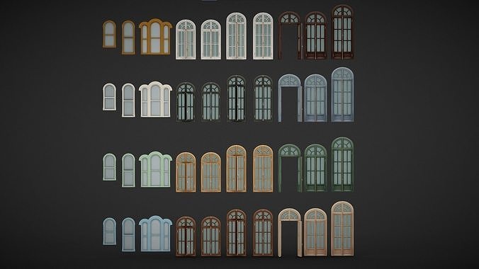 3D model Round Windows Collection with Unique Top Design VR / AR / low ...
