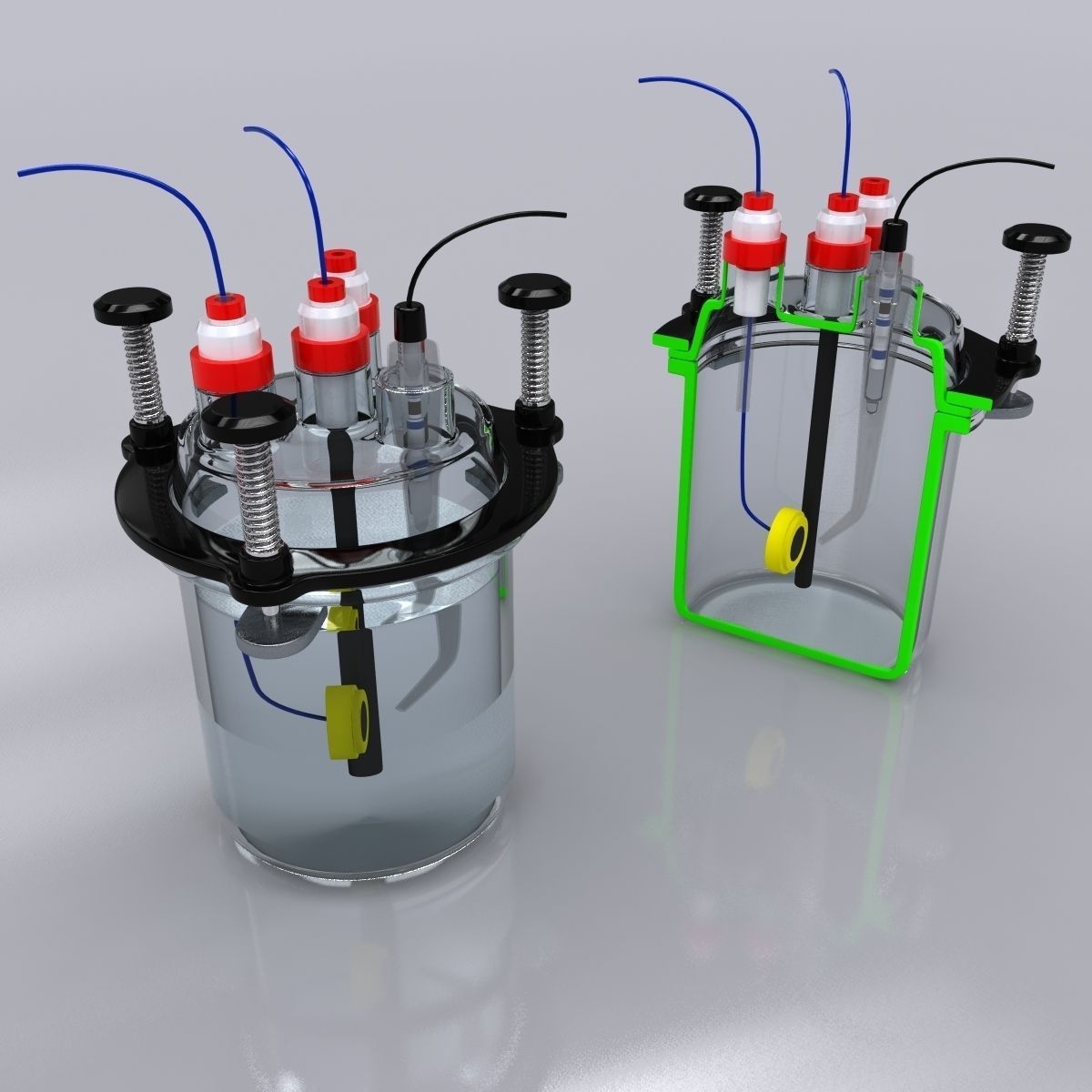 Electrolysis plastic container with two wires in it 3D model | CGTrader