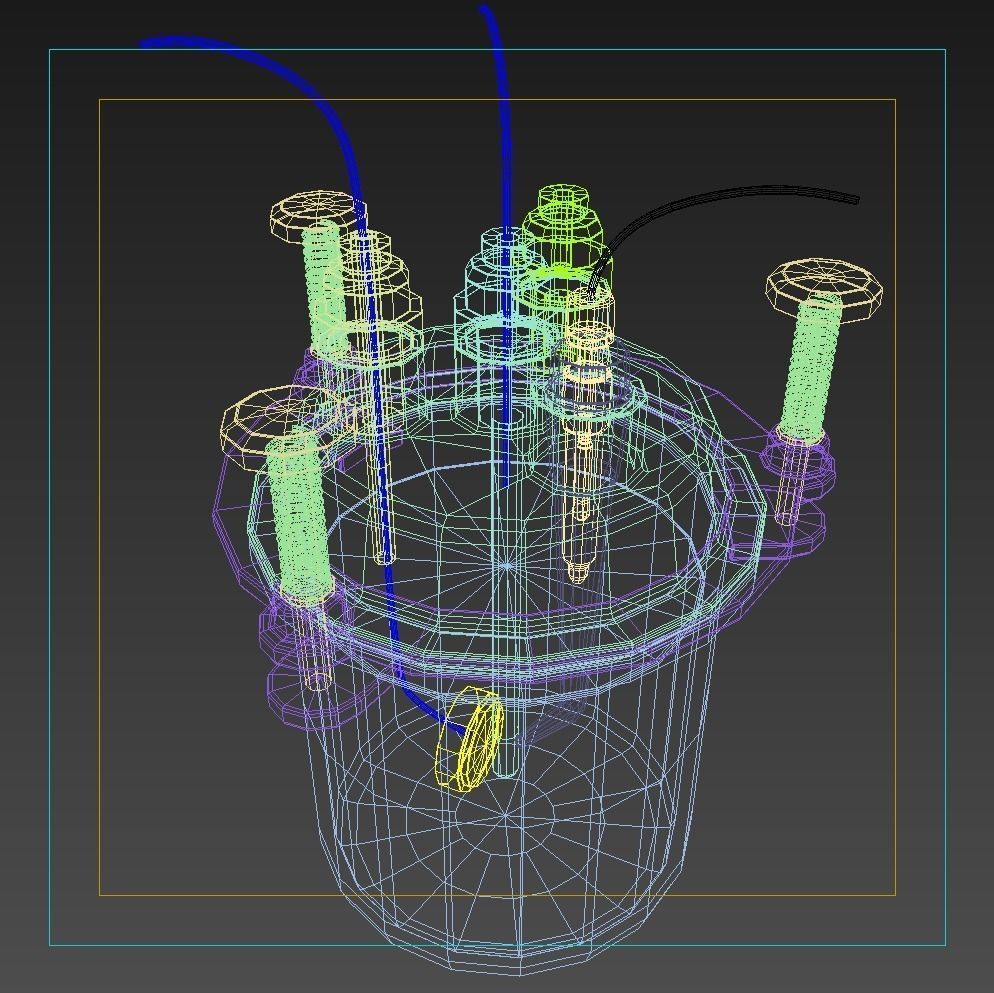 Electrolysis plastic container with two wires in it 3D model | CGTrader