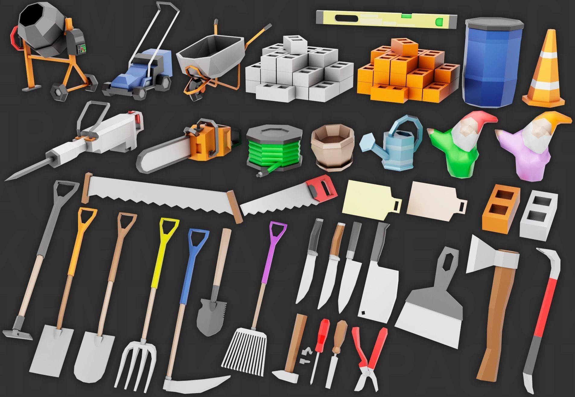 3D model Tools Pack Low Poly VR / AR / low-poly | CGTrader