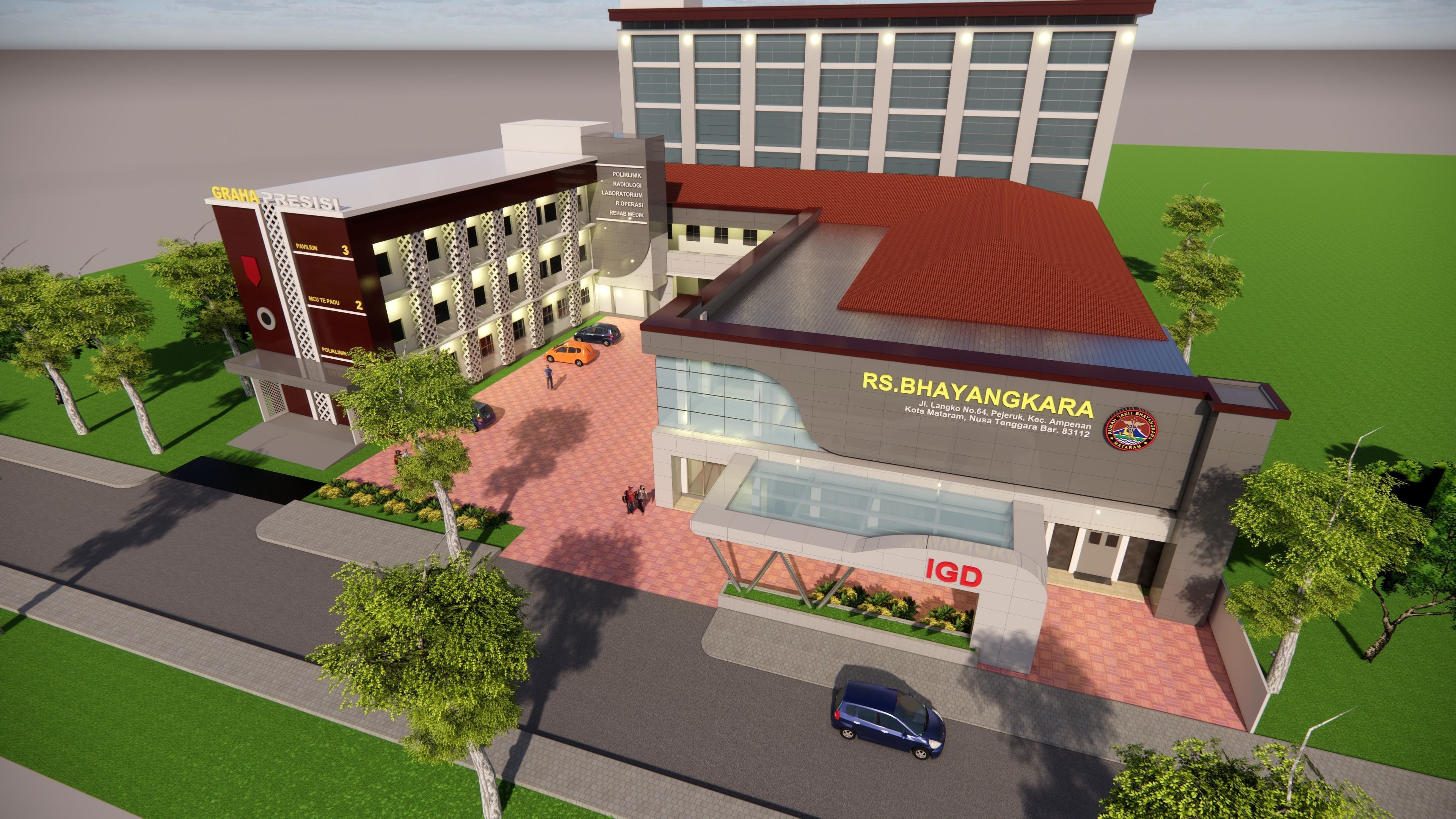 rs bhayangkara police hospital building 3D model animated | CGTrader