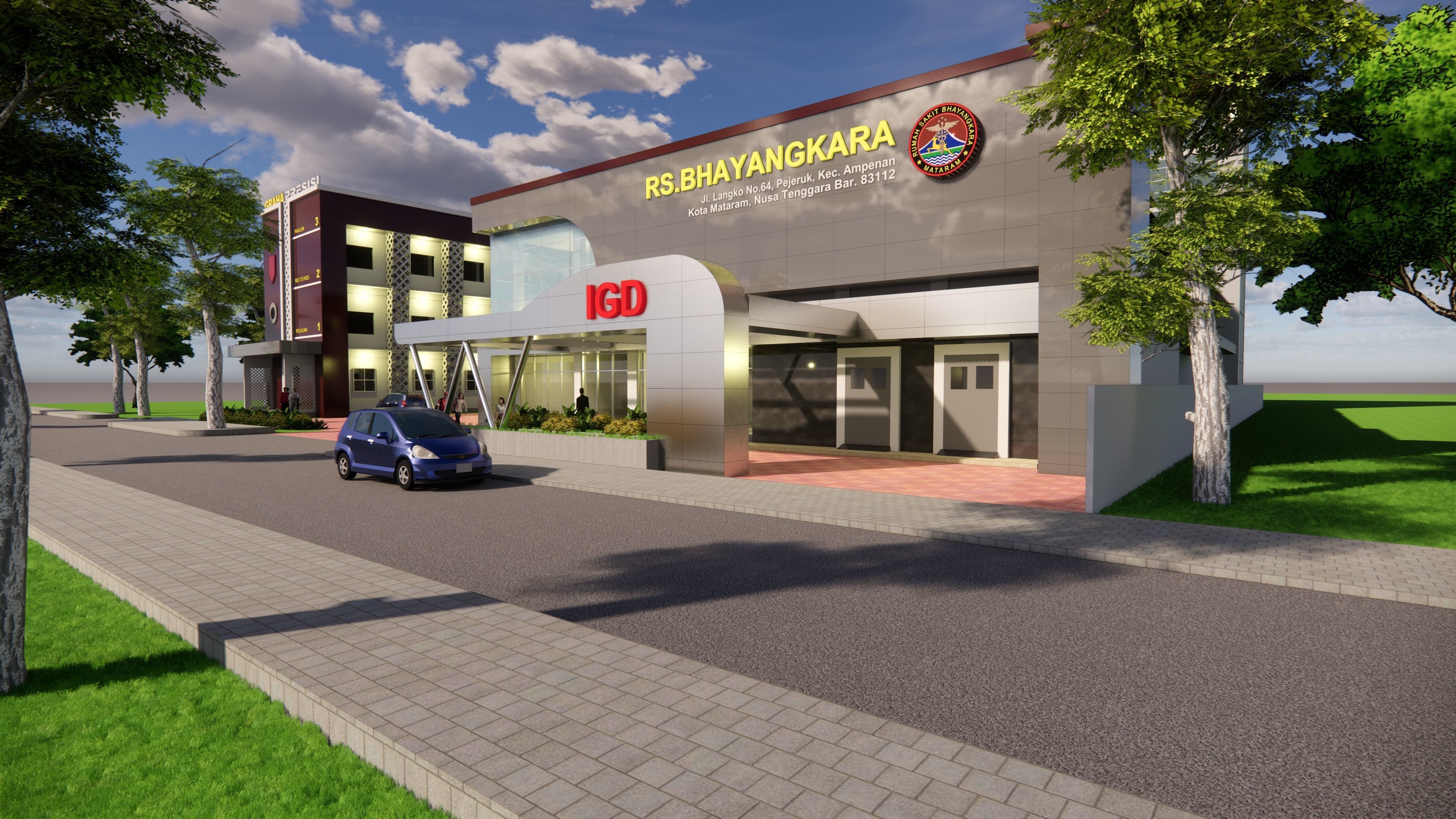 rs bhayangkara police hospital building 3D model animated | CGTrader
