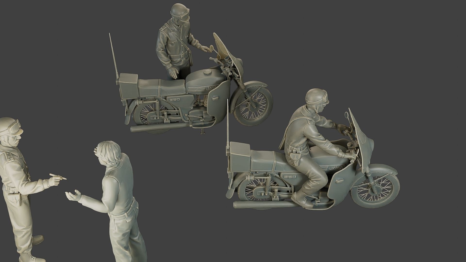 CzechSlovak Communist police Motorcycle CCPM1 Pack1 3D Model Collection ...