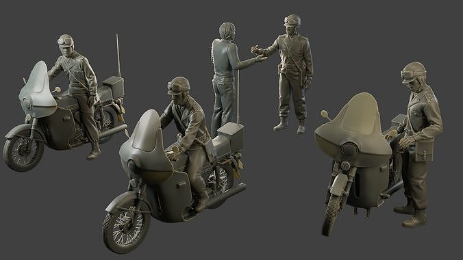 CzechSlovak Communist police Motorcycle CCPM1 Pack1 3D Model Collection ...