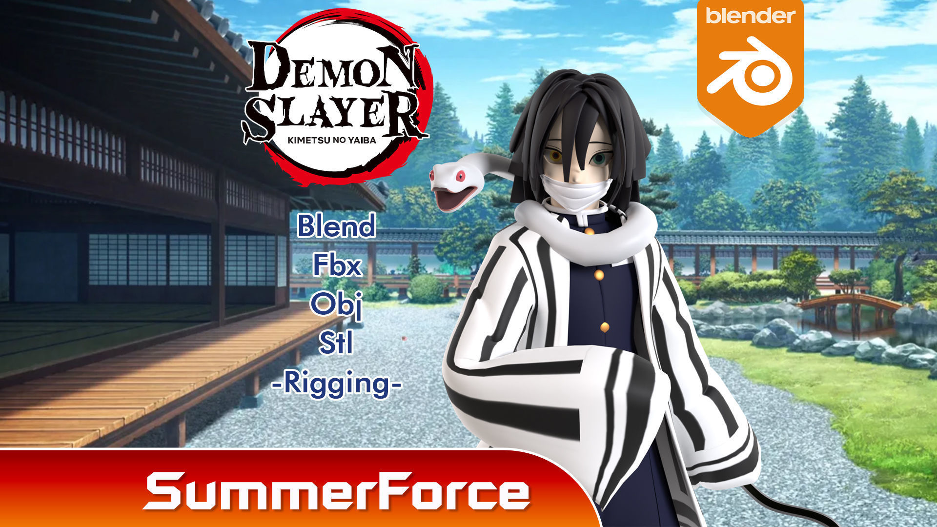 Obanai Iguro - Demon Slayer 3D model rigged | CGTrader