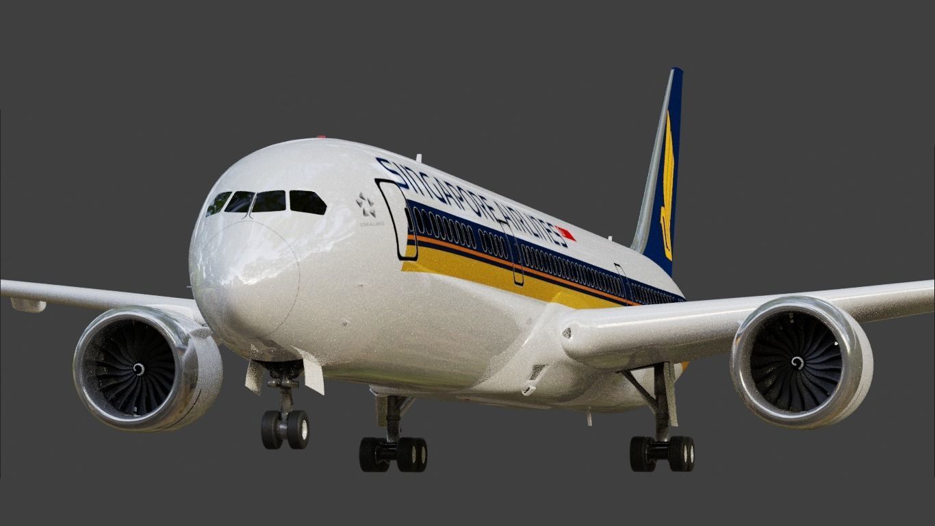 3D model Boeing 787-9 Singapore Airlines - Animated and Rigged VR / AR / low-poly | CGTrader