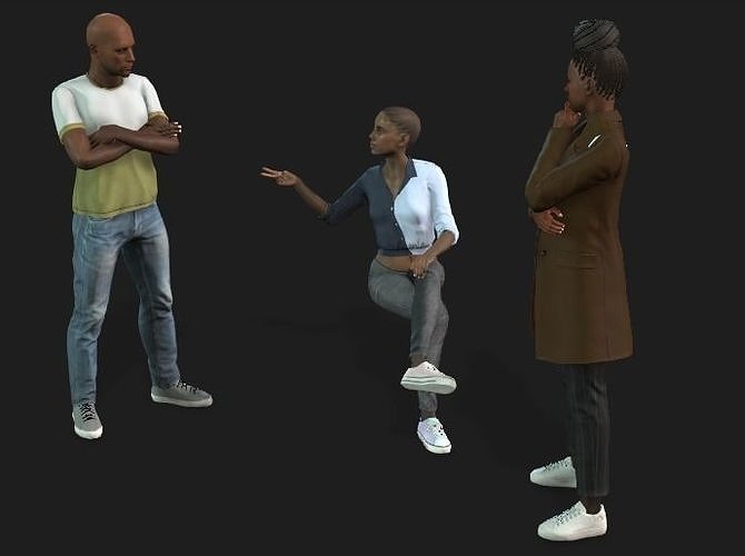 3D model Rigged 3 Pack Man and Women discussion 3D Model Collection VR ...