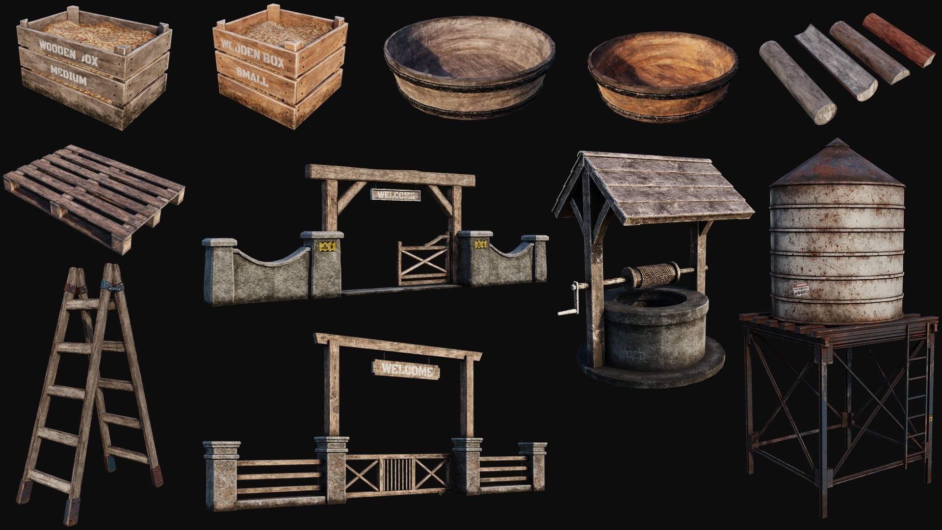 3D model Props Pack - 90 Objects 4K PBR Texture VR / AR / low-poly ...