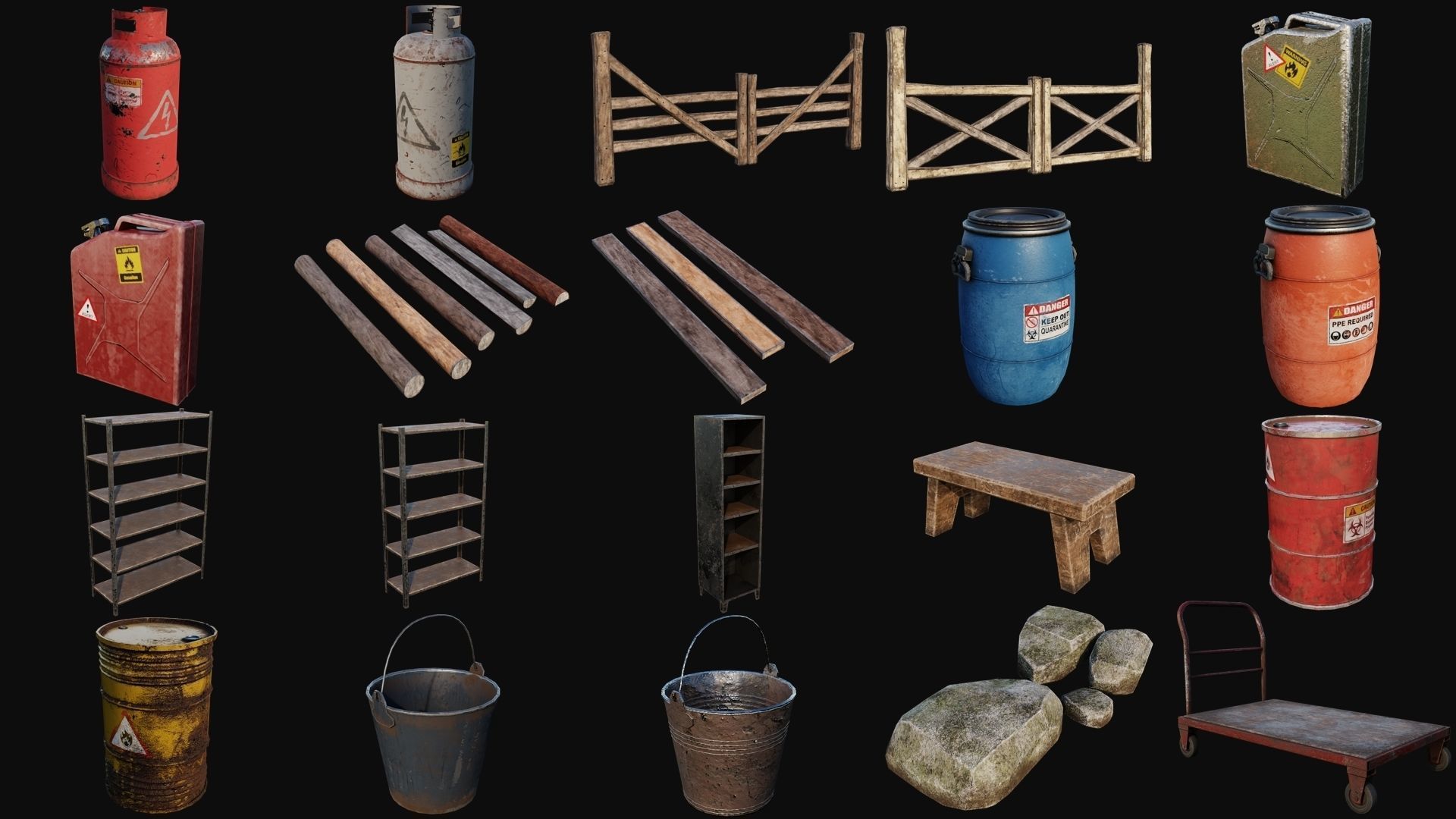 3D model Props Pack - 90 Objects 4K PBR Texture VR / AR / low-poly ...
