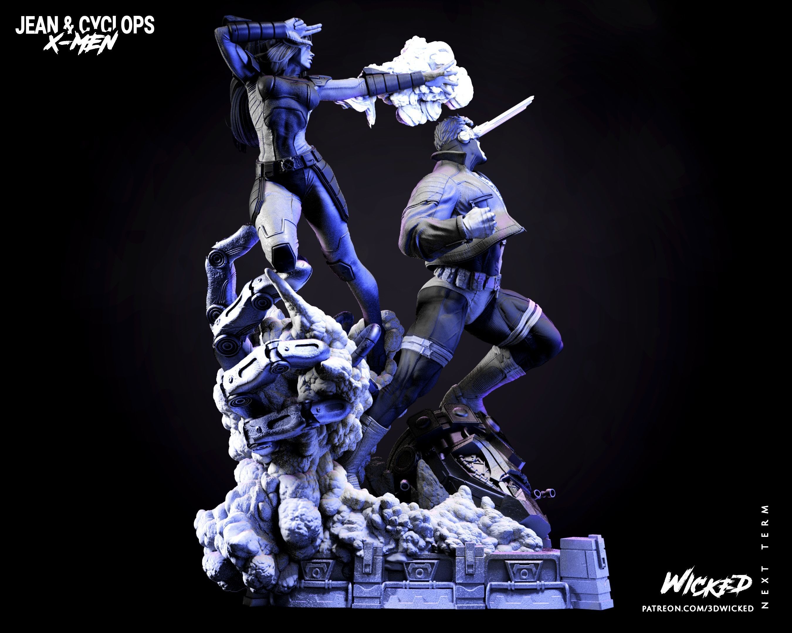 Wicked Marvel Jean Grey and Cyclops DIORAMA COMPLETE 3D model 3D ...