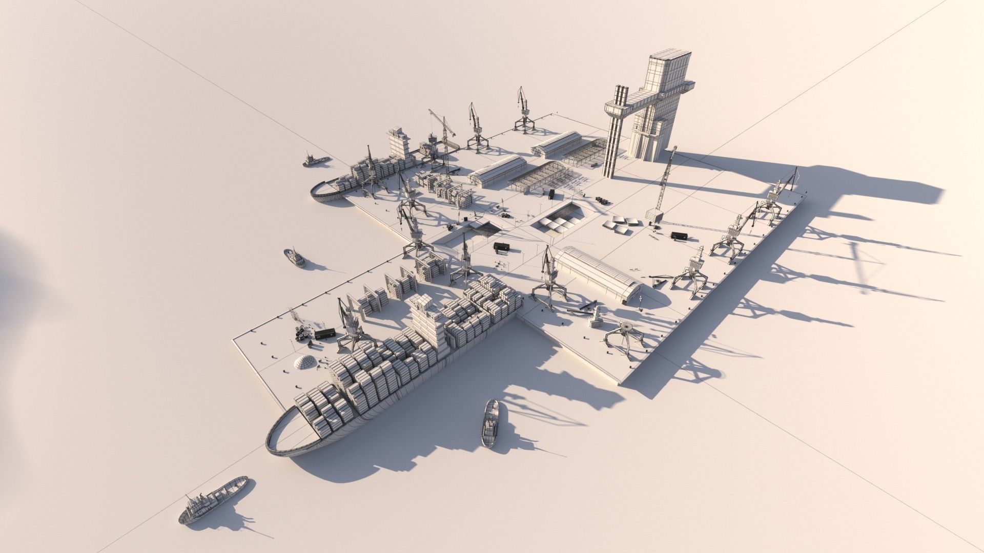Detailed Commercial Harbor 3D Pack 3D model | CGTrader