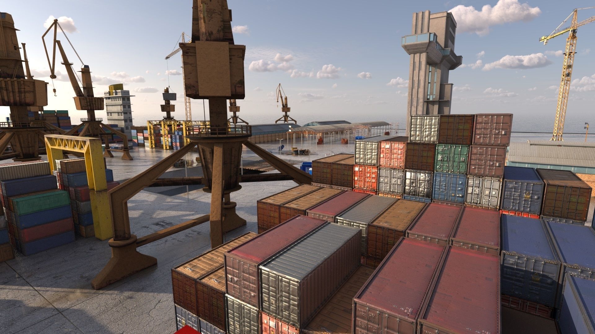 Detailed Commercial Harbor 3D Pack 3D model | CGTrader