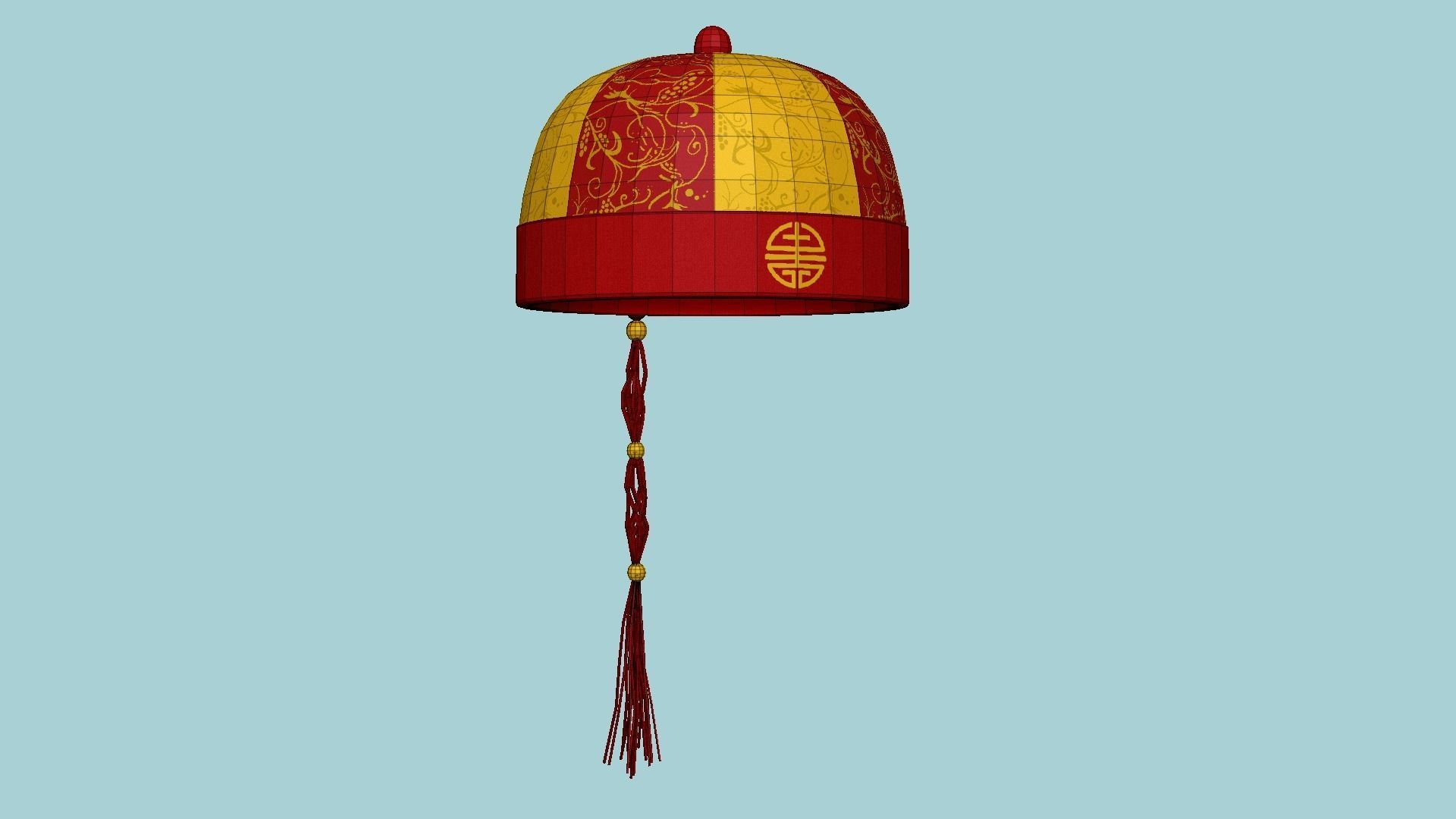3D model Chinese Traditional Hat A07 Red Yellow - Character Design VR ...