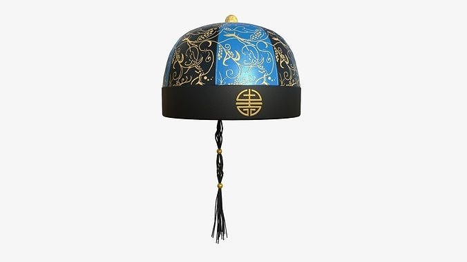 3D model Chinese Traditional Hat A08 Black Blue - Character Design VR ...