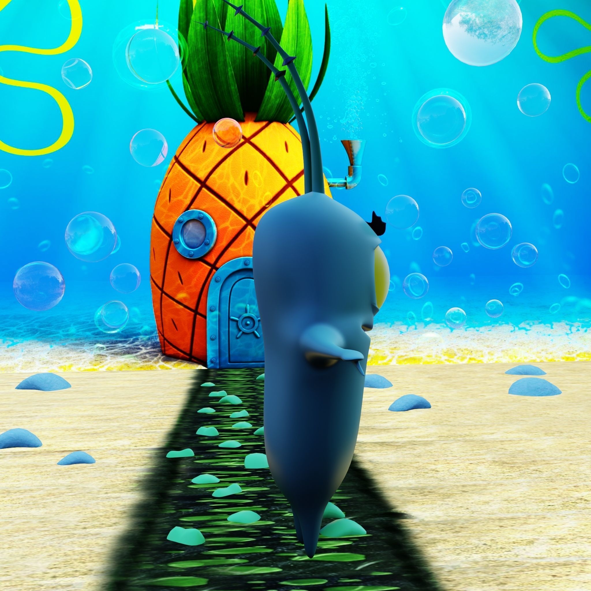 3D model Plankton from Spongebob Squarepants - Rigged PBR VR / AR / low ...