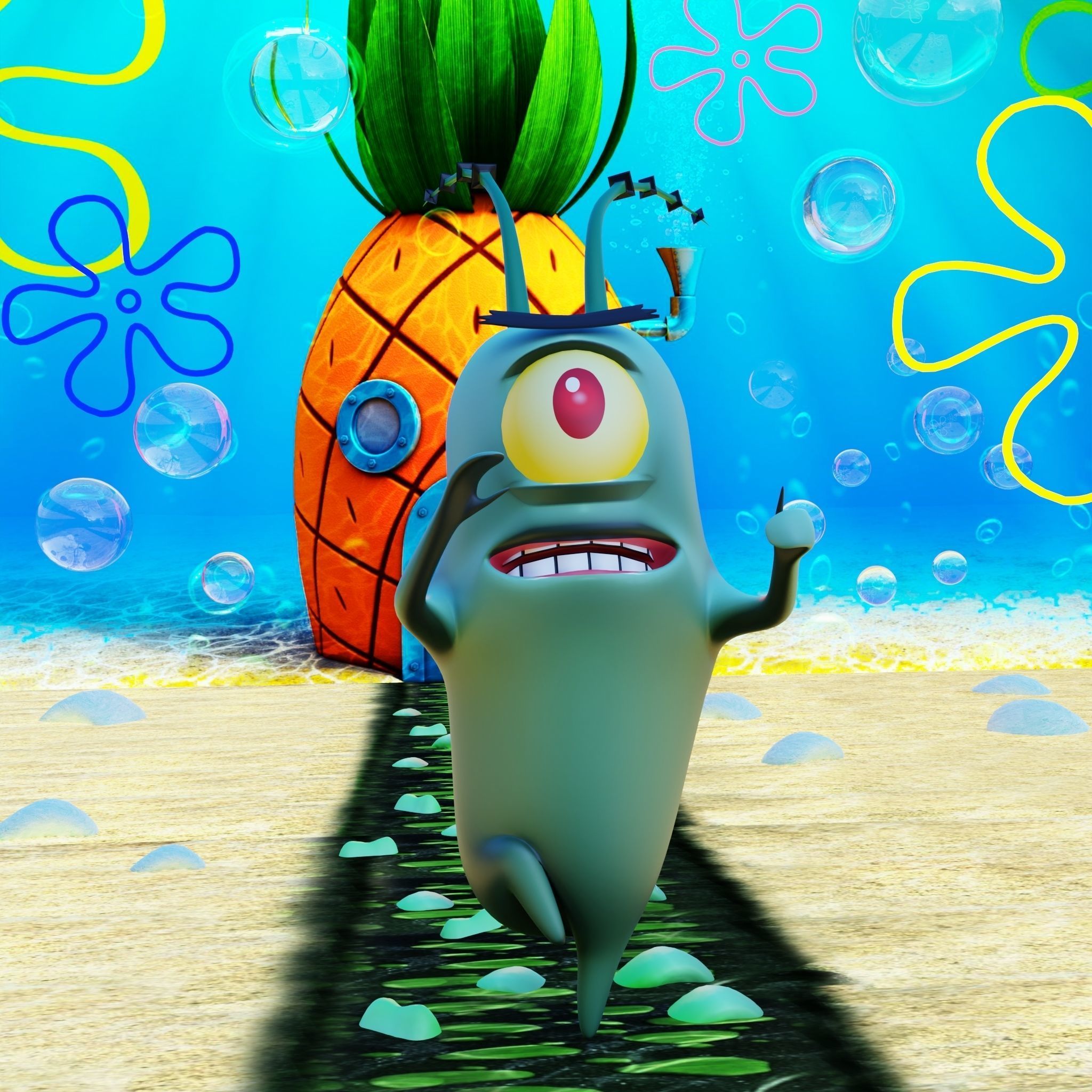 3D model Plankton from Spongebob Squarepants - Rigged PBR VR / AR / low ...