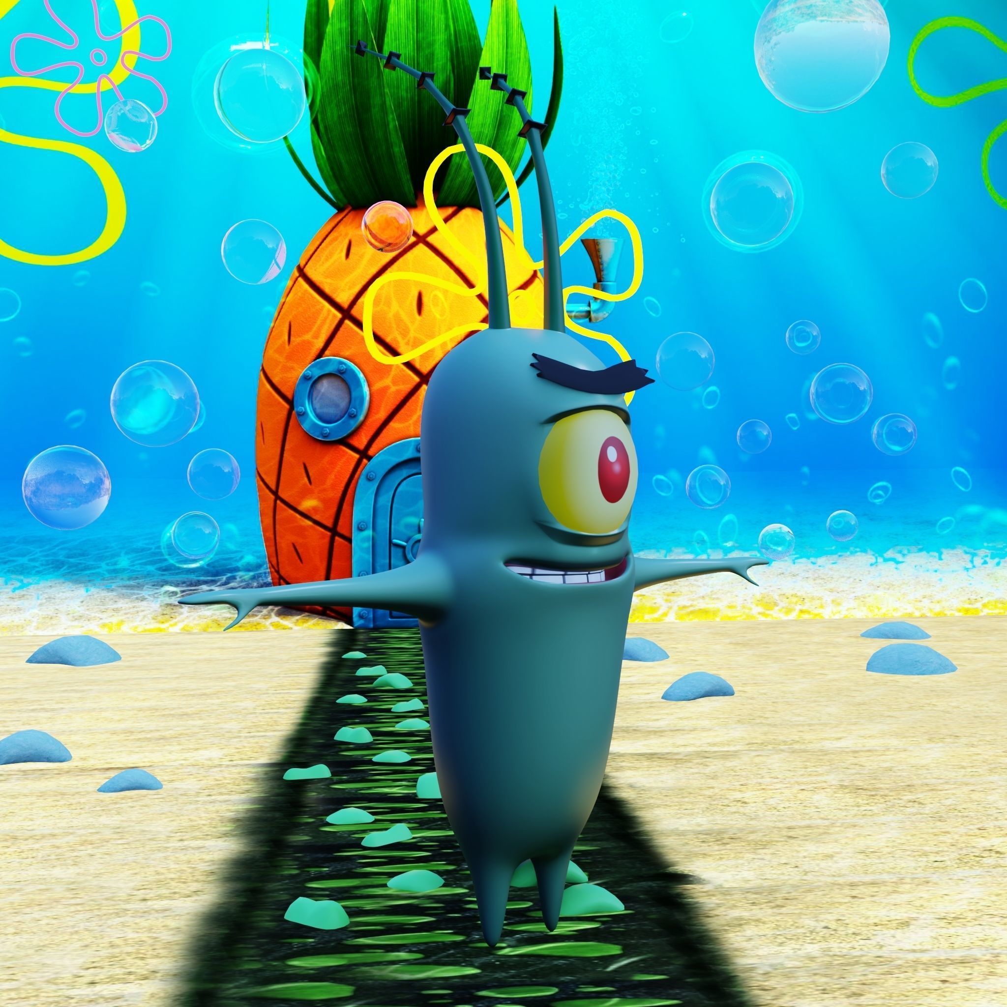 3D model Plankton from Spongebob Squarepants - Rigged PBR VR / AR / low ...
