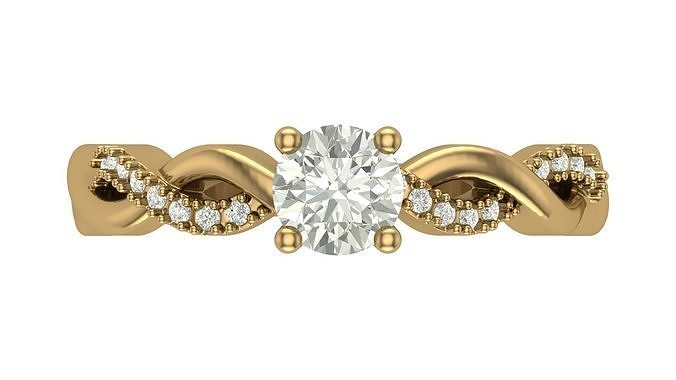 Solitaire Diamond Ring with 50 Pointer Center Stone 3D model 3D ...