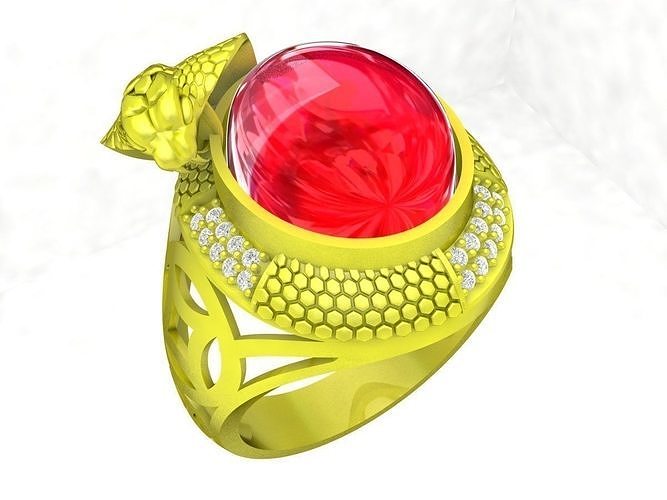 5151 croba hold oval ruby lucky coins ring 3D model 3D printable | CGTrader