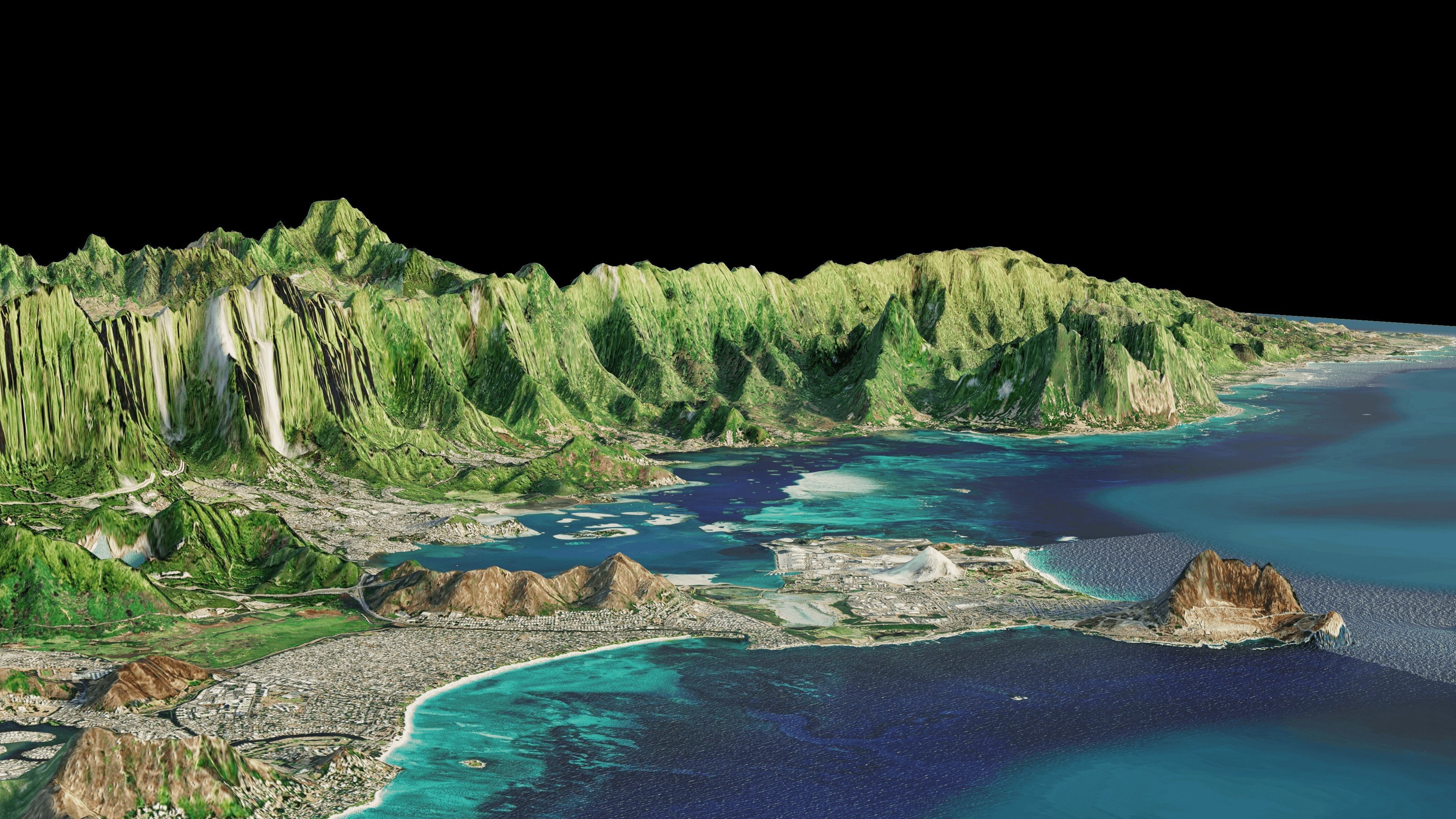 Oahu island full 3d model terrain 3D model | CGTrader