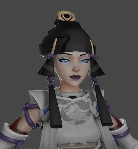 3D model Kiriko Amaterasu Silver and red and purple Skin Overwatch 2 VR ...