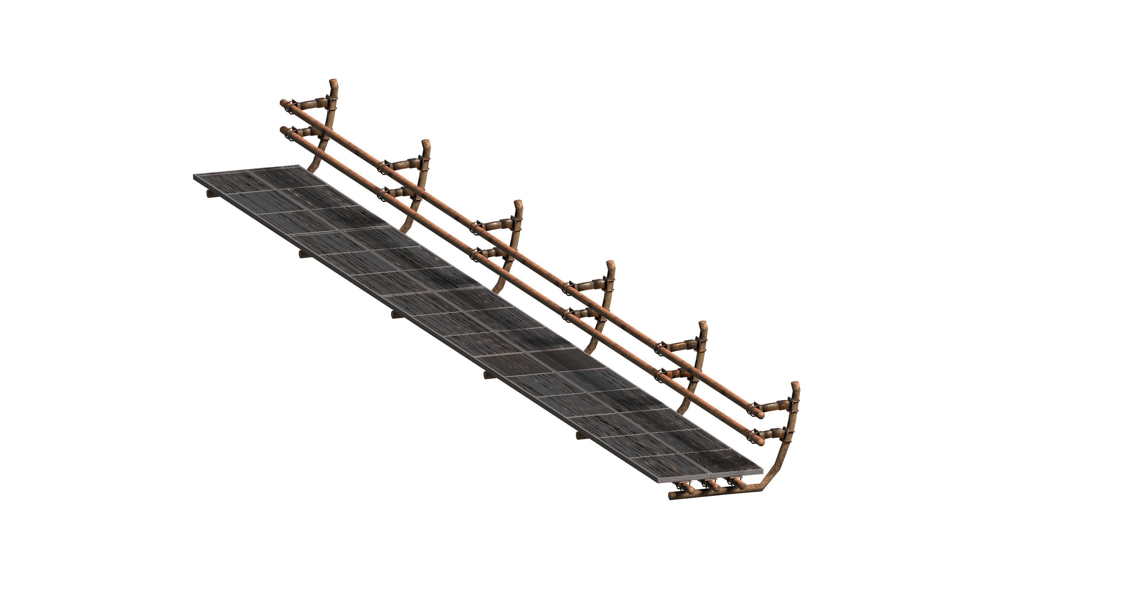Sci-fi handrail railing footbridge 3D model | CGTrader