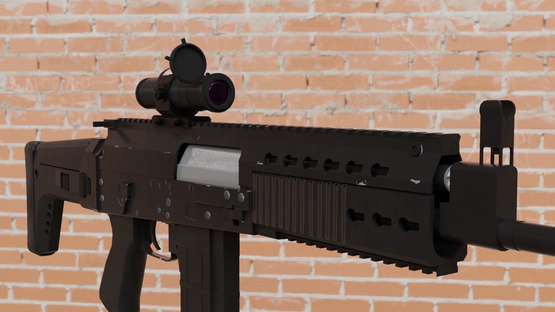 3D model Modern military assault rifle with optic VR / AR / low-poly ...