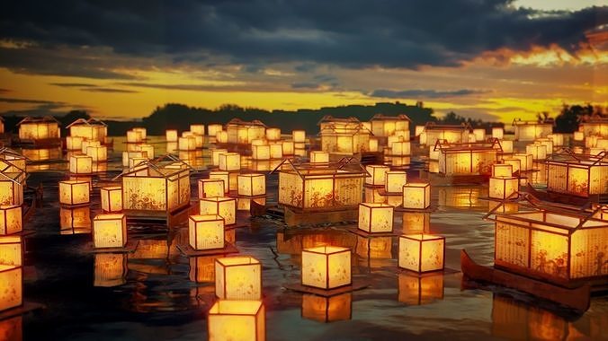 3D model Lantern Night Scene VR / AR / low-poly | CGTrader