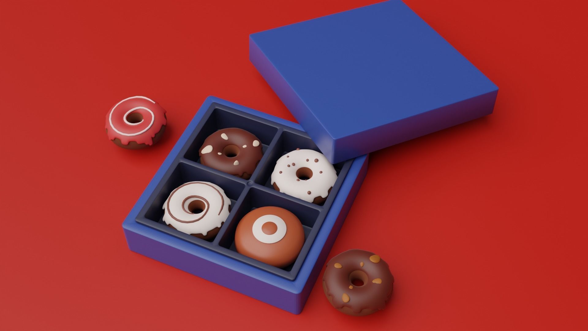 3D model Donuts Box VR / AR / low-poly | CGTrader