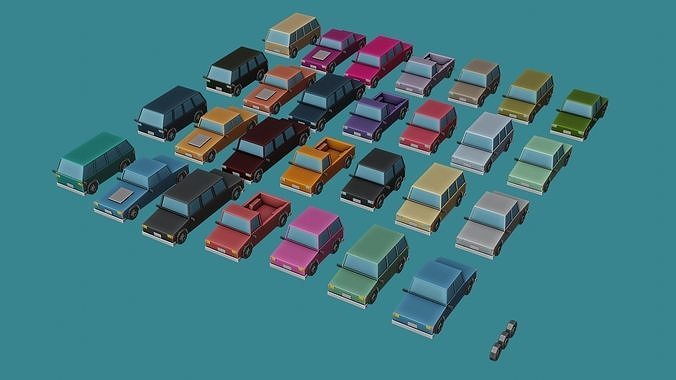 Simple cartoon car pack Style Craft free VR / AR / low-poly 3D model ...