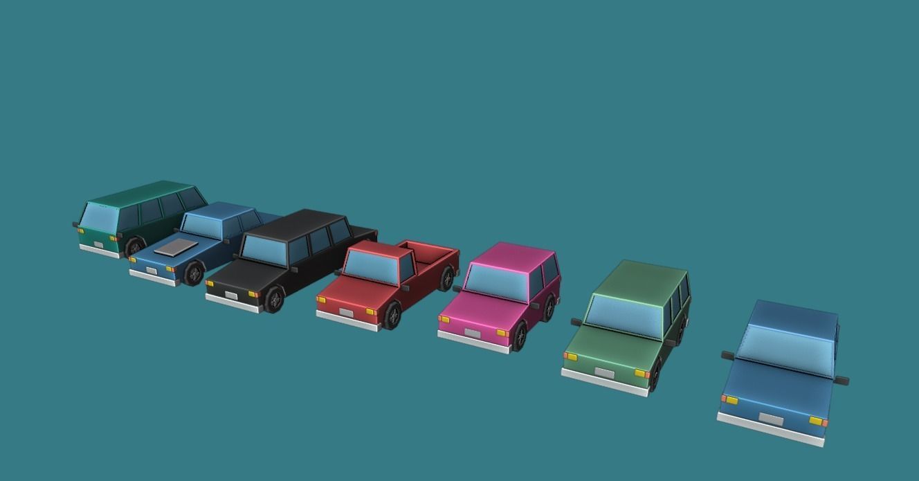Simple cartoon car pack Style Craft free VR / AR / low-poly 3D model ...
