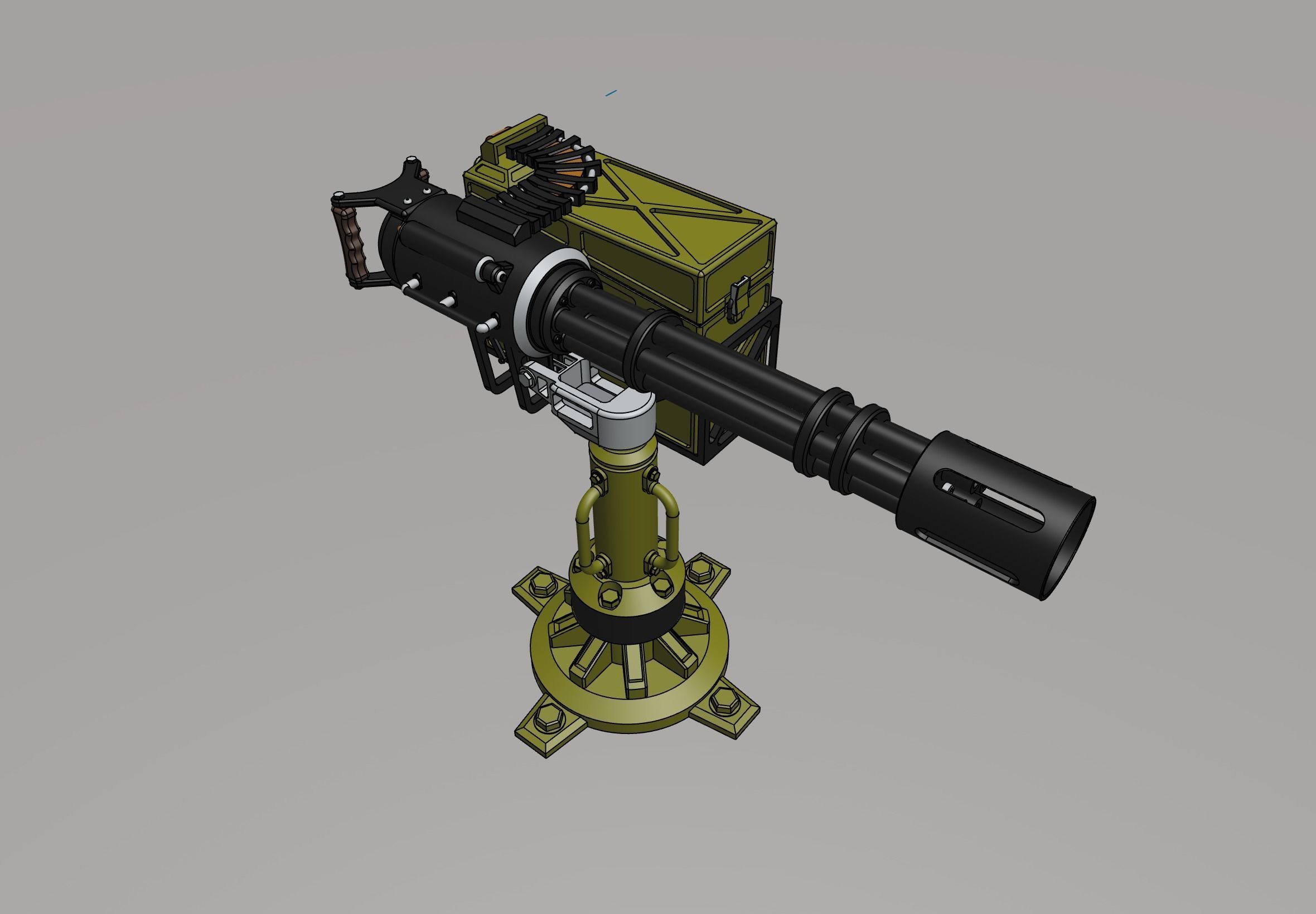 3D Minigun Vulcan model with Gun Base Stand 3D model 3D printable ...