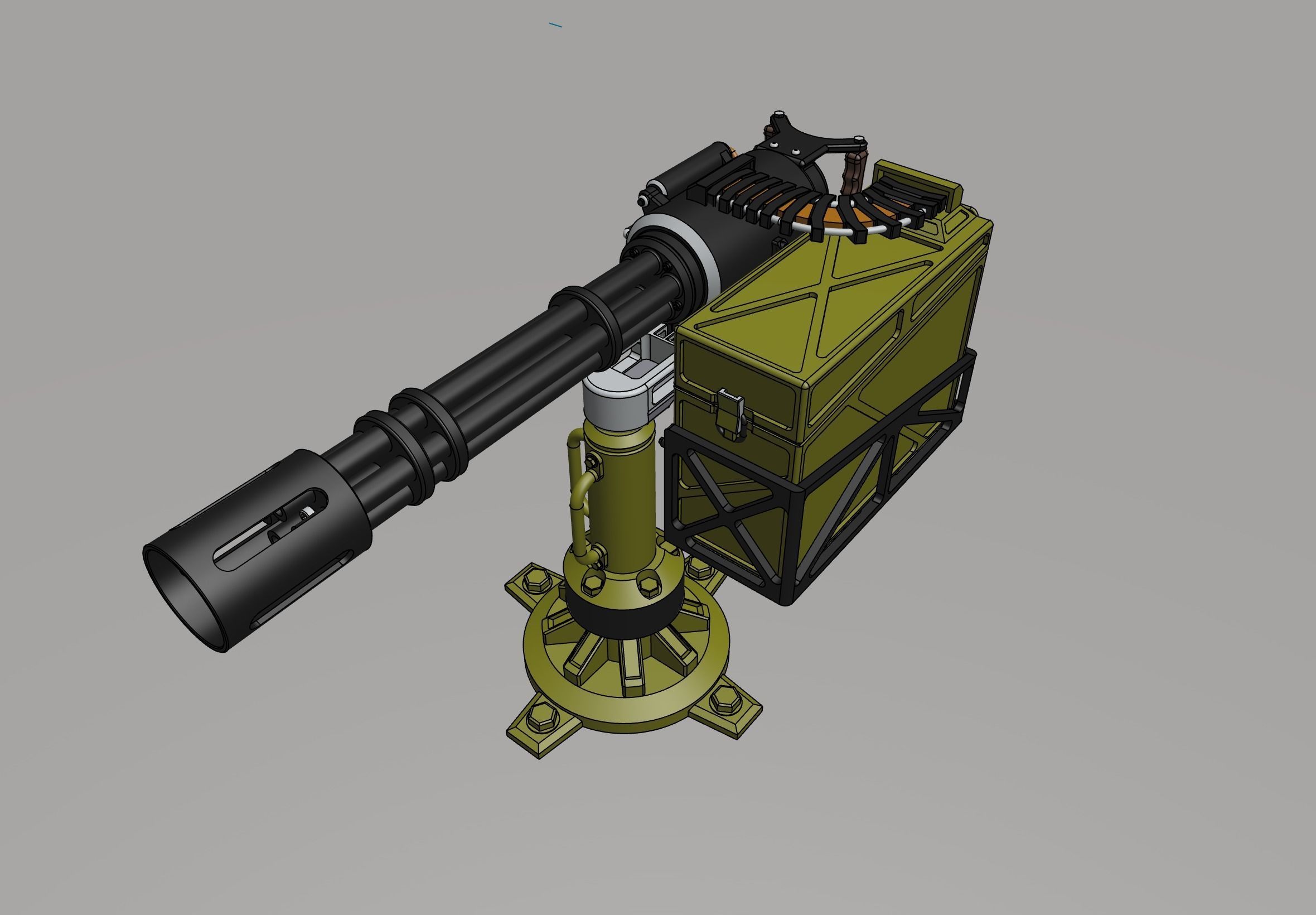 3D Minigun Vulcan model with Gun Base Stand 3D model 3D printable ...