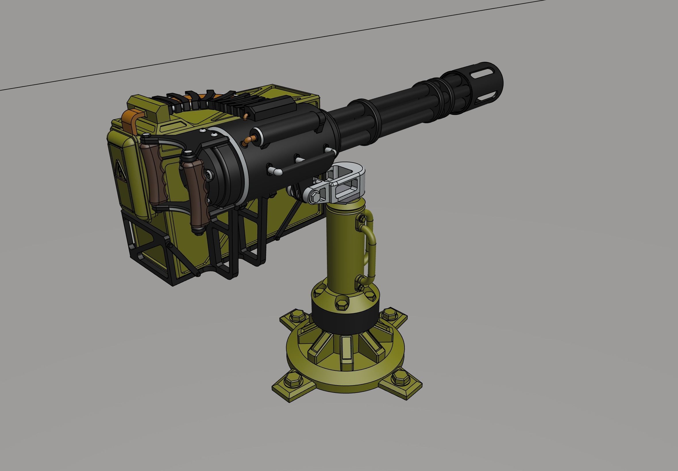 3D Minigun Vulcan model with Gun Base Stand 3D model 3D printable ...
