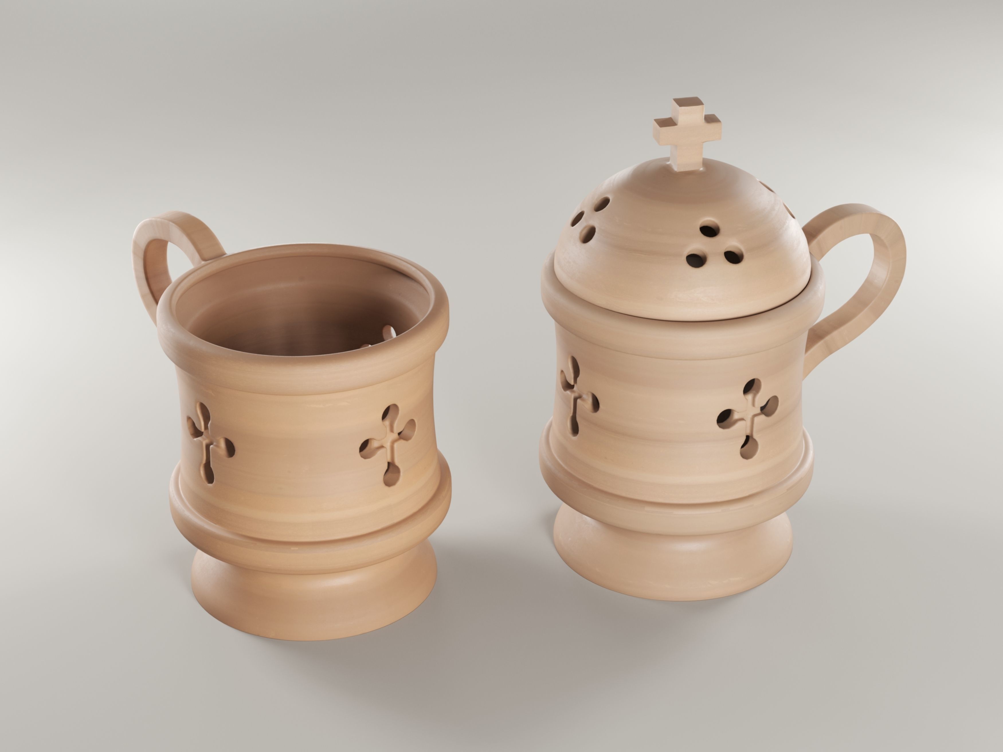 Orthodox ceramic censer free 3D model | CGTrader