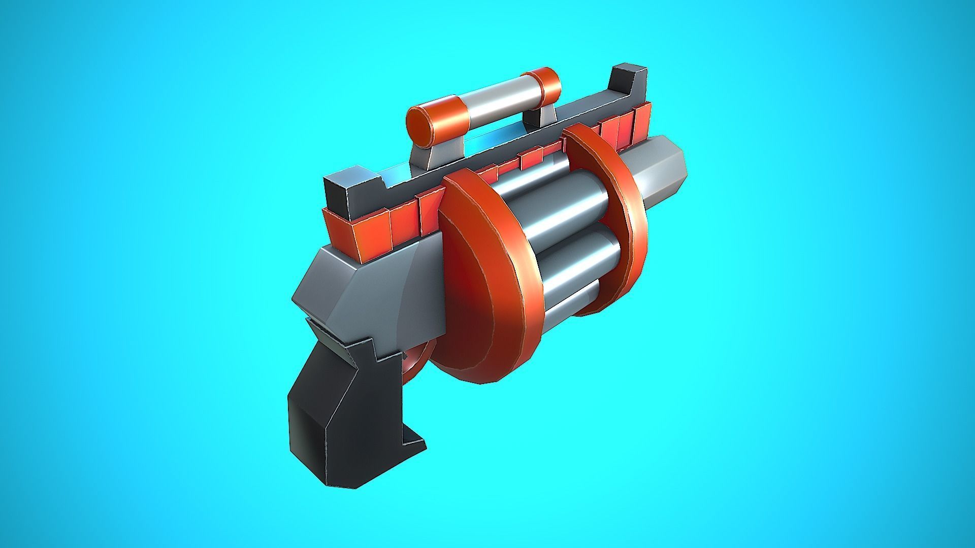 3D model DOUBLE GRENADE LAUNCHER GUN CARTOON STYLIZED VR / AR / low ...