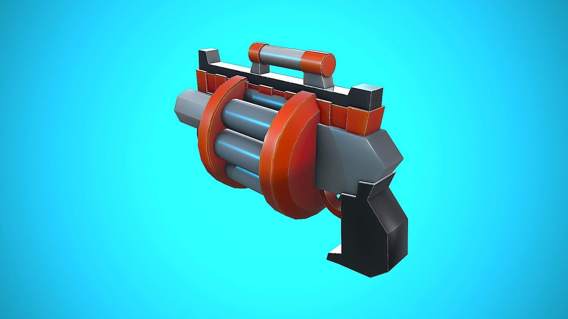 3D model DOUBLE GRENADE LAUNCHER GUN CARTOON STYLIZED VR / AR / low ...